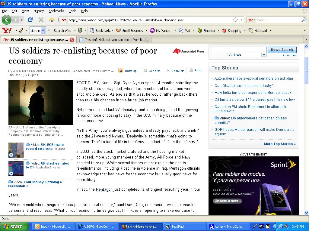 AP reads reenlistment figures wrong : This ain't Hell, but you can see ...