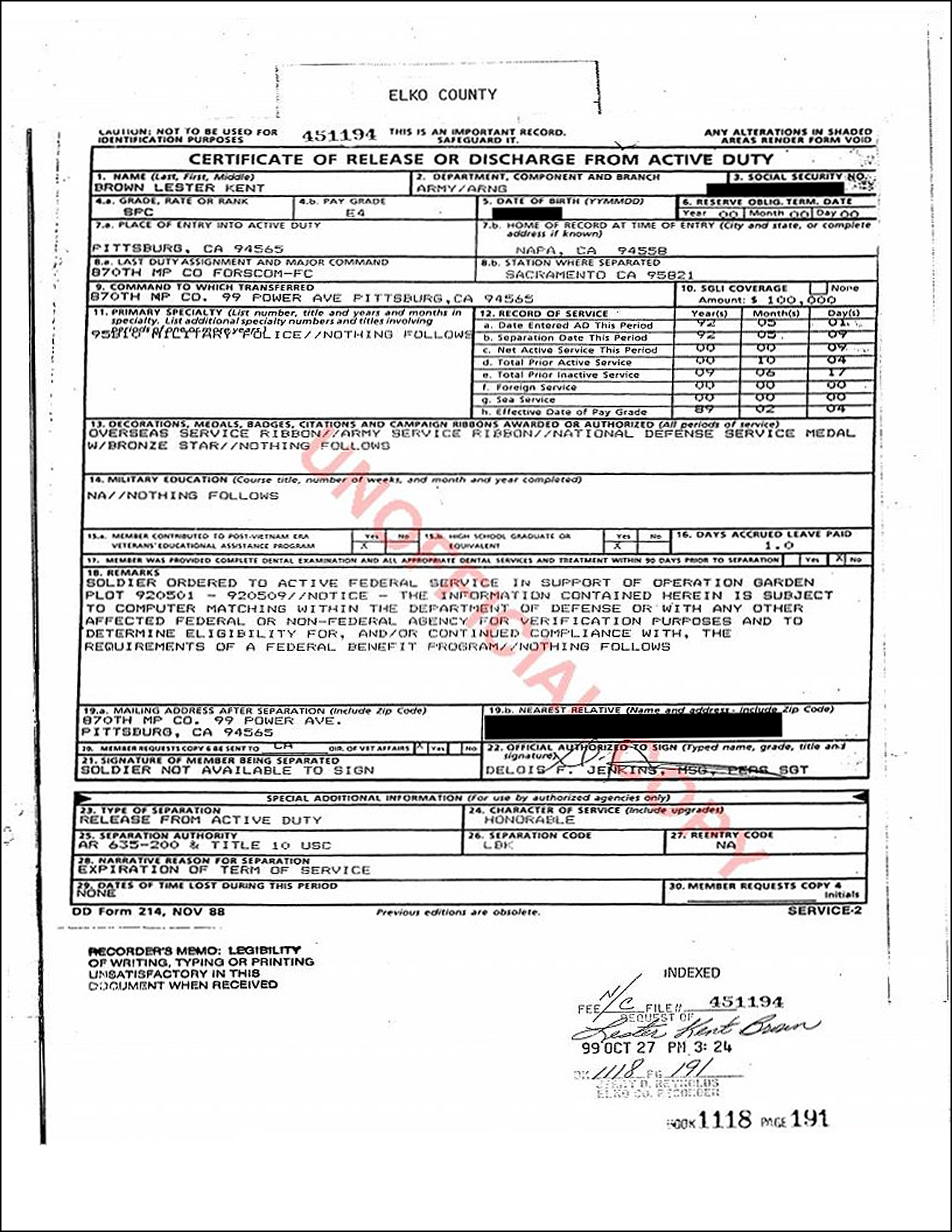 Les Brown’s DD-214 : This ain't Hell, but you can see it from here