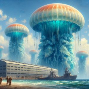 Jellyfish looking aerial object floating over military base in Iraq ...